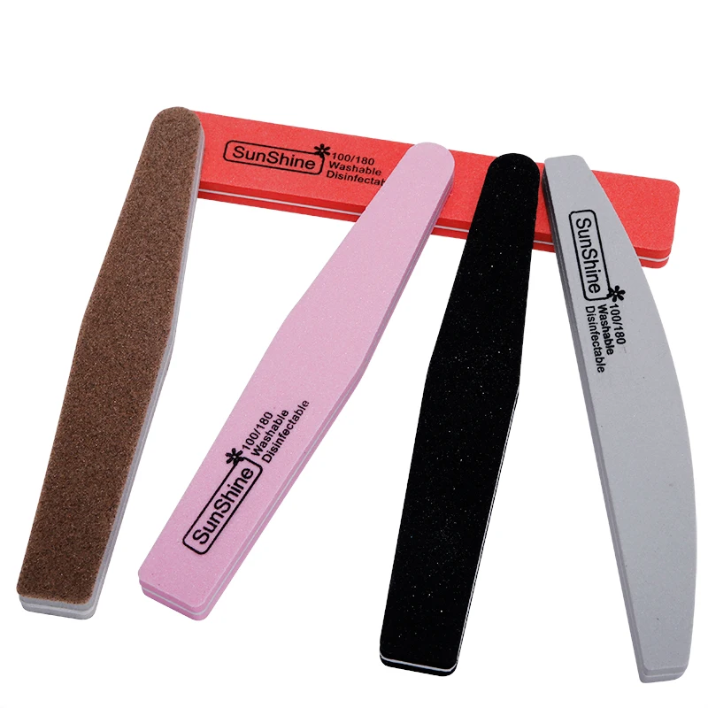 5Pcs/lot Mix Color Sunshine Nail File Straight 100/180 Nail Buffer ...