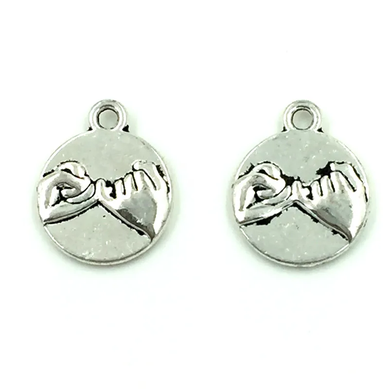 50 Pcs Mãos Tom de Prata Amor Amizade Pinky Pinky Swear Promessa ...