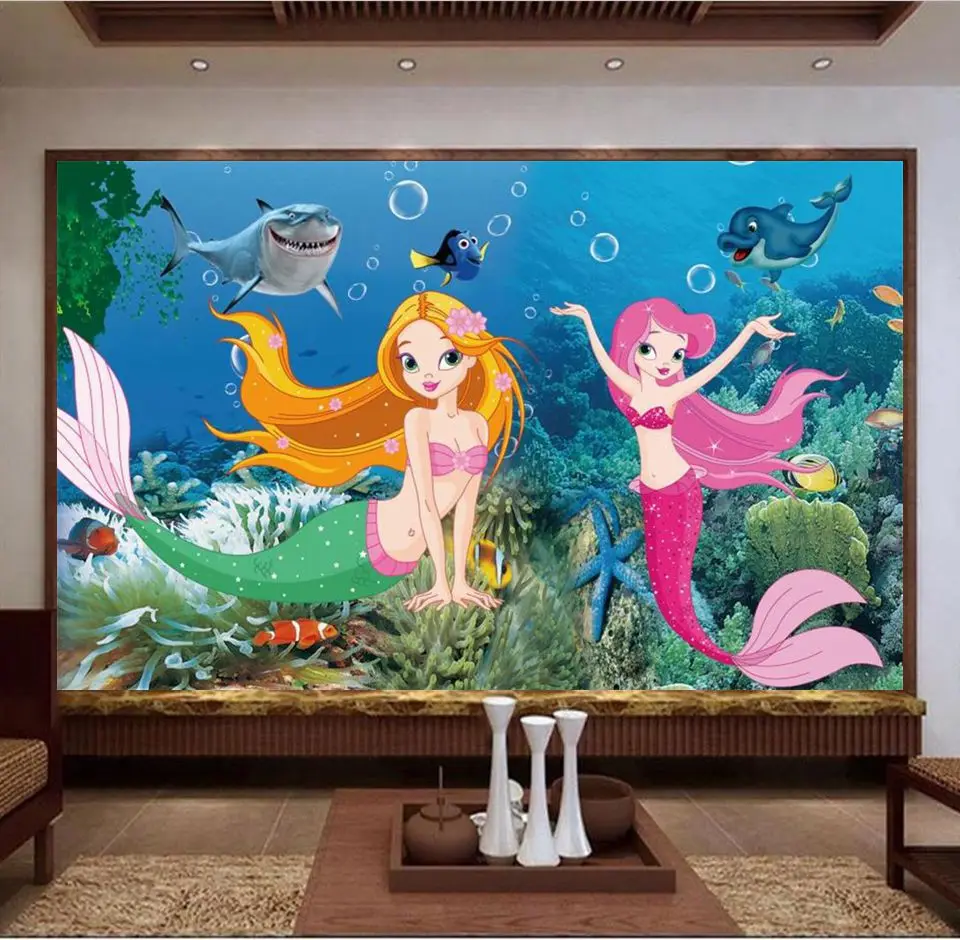 3d photo wallpaper custom living room mural seafloor world mermaid 3d ...