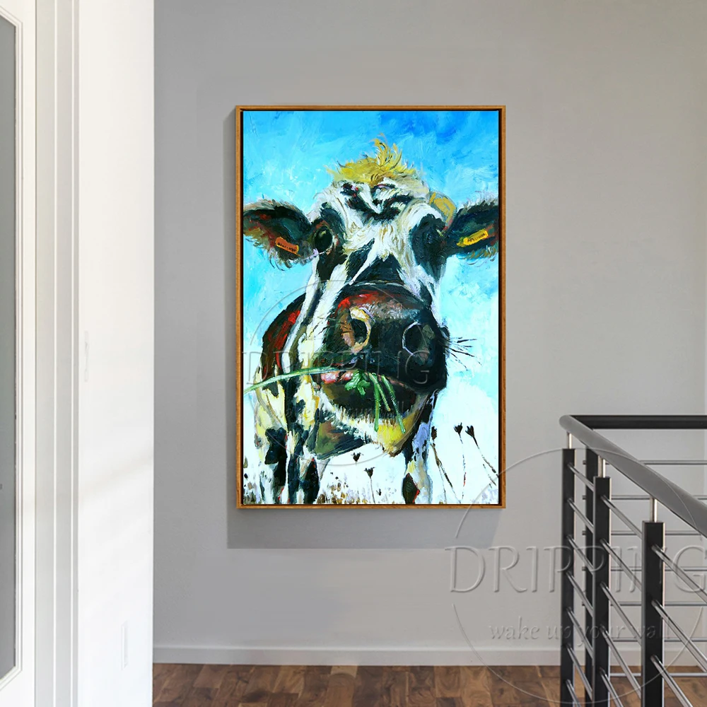 Artist Hand-painted High Quality Modern Wall Art Animal Cow Oil ...