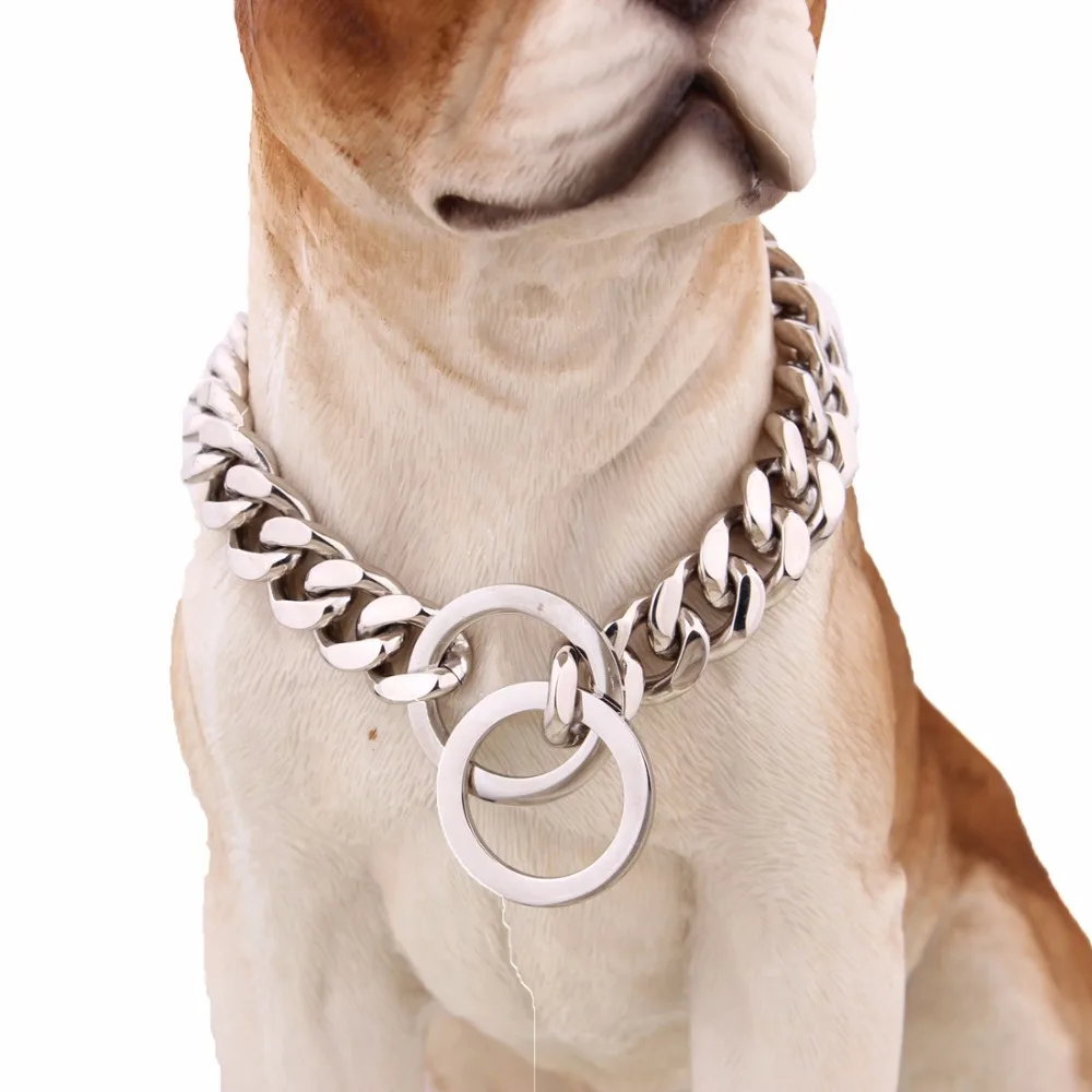 Silver Color Dog Choke Collar Control Training System 15mm Wide Silver Color Dog Choke Collar Control Training System 15mm Wide