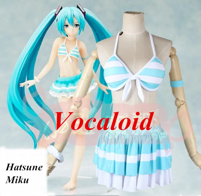 Anime Vocaloid Hatsune Miku Swimwear Cosplay Costume Female Swimsuit