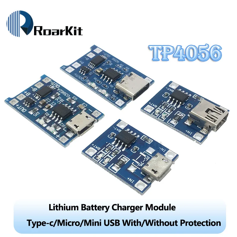 Type c/Micro/Mini USB 5V 1A 18650 TP4056 Lithium Battery Charger Module ...