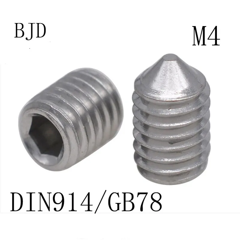 50PCS M4 4mm bolts DIN914 GB78 fixed screw 304 stainless steel six ...