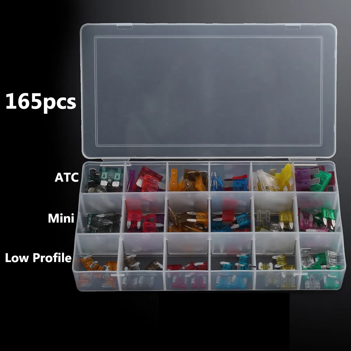 165pcs Auto Atc Mini Low Profile Blade Fuse Assortment Kit Box 1 40 Amp Car Fuse Kit In Fuses