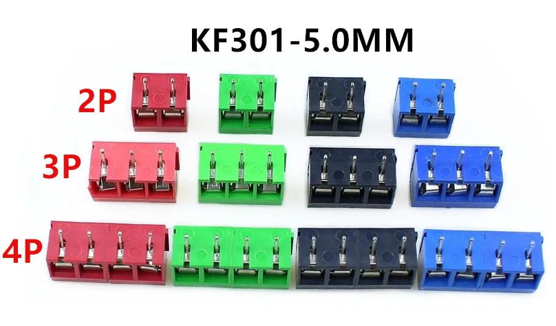 100pcs KF301-2P 2 Pin Plug-in Screw Terminal Block Connector 5.0 mm ...