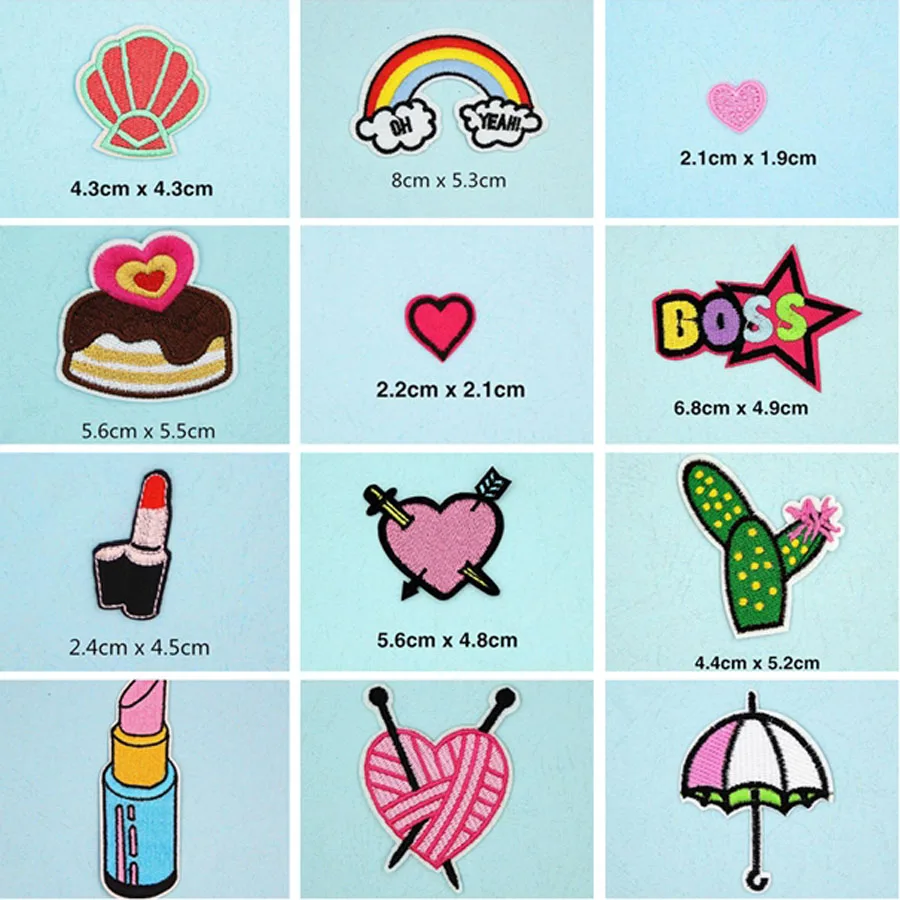 Heart Rainbow Cake Patches Cap Shoe Iron On Embroidered Appliques DIY ...