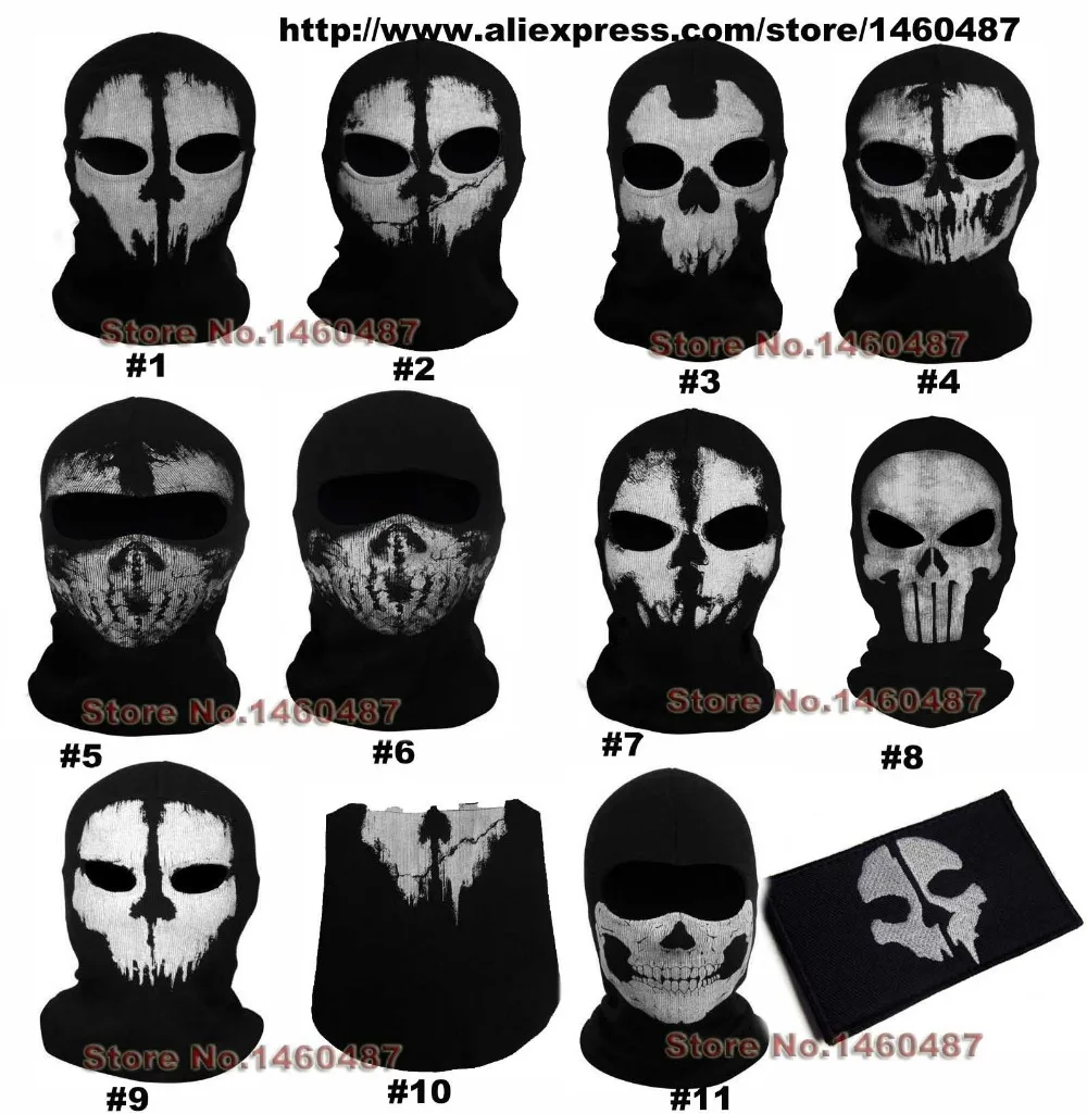Black Full face Mask the punisher Cycling Outdoor special forces ...