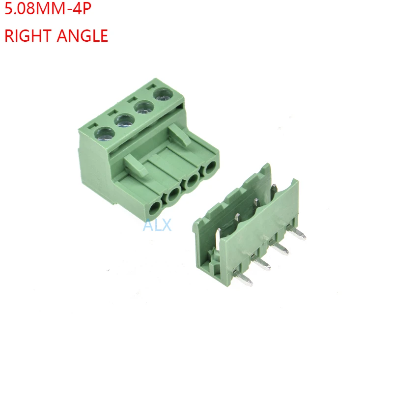 Fasteners Socket 300v 10SETS 2EDG 4pin 5.08MM Pitch Right Angle pluggable Screw Terminal Block 5 ...