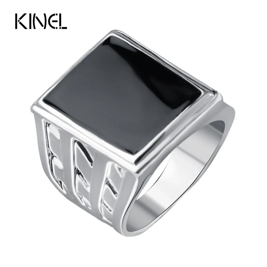 Men's Jewelry Wholesale Fashion Black Enamel Ring Tibetan Silver Alloy ...
