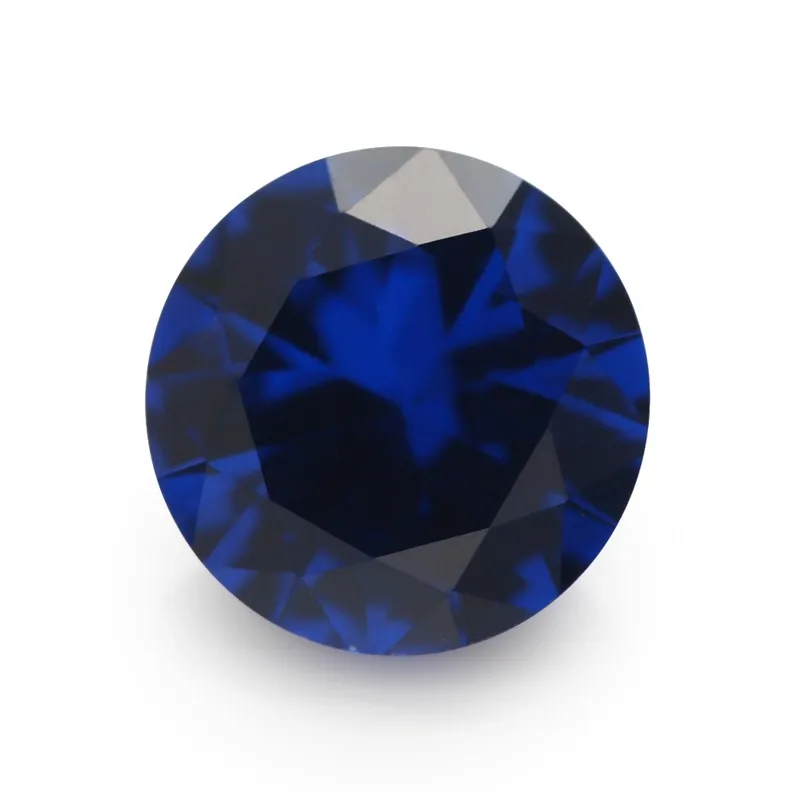 500PCS 1.0mm~10mm Round Shape Loose Dark Blue Stone Synthetic Gems For ...