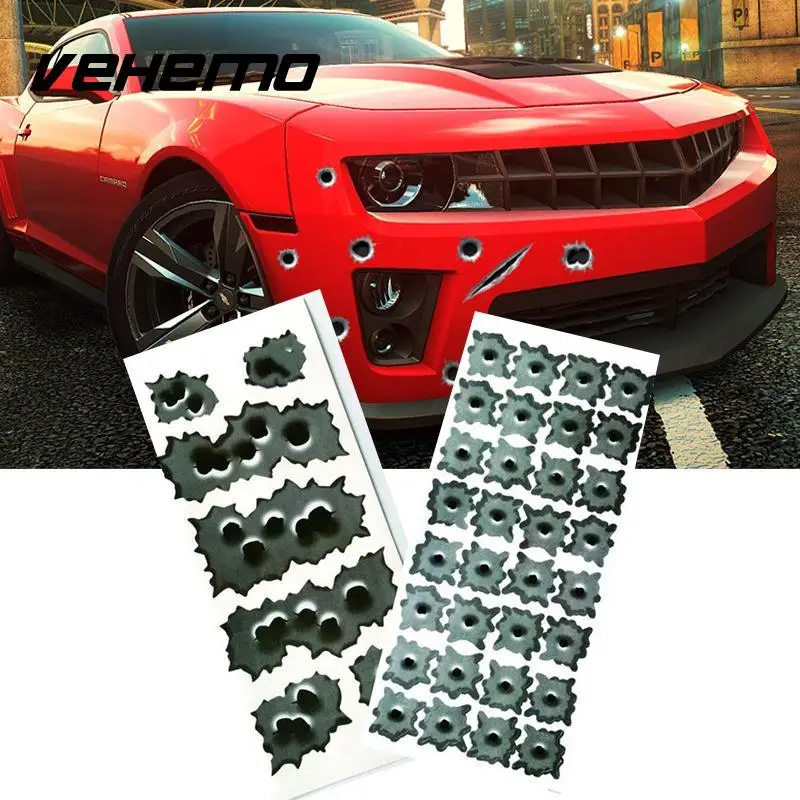 Vehemo 1PCS 3D Bullet Hole Car Stickers Styling Accessories Motorcycle ...