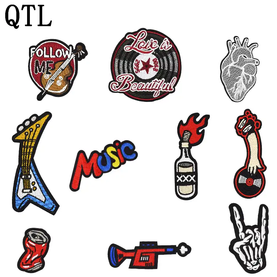 1PCS Rock Music Patches for Clothing Iron Applique Patch Sew ...