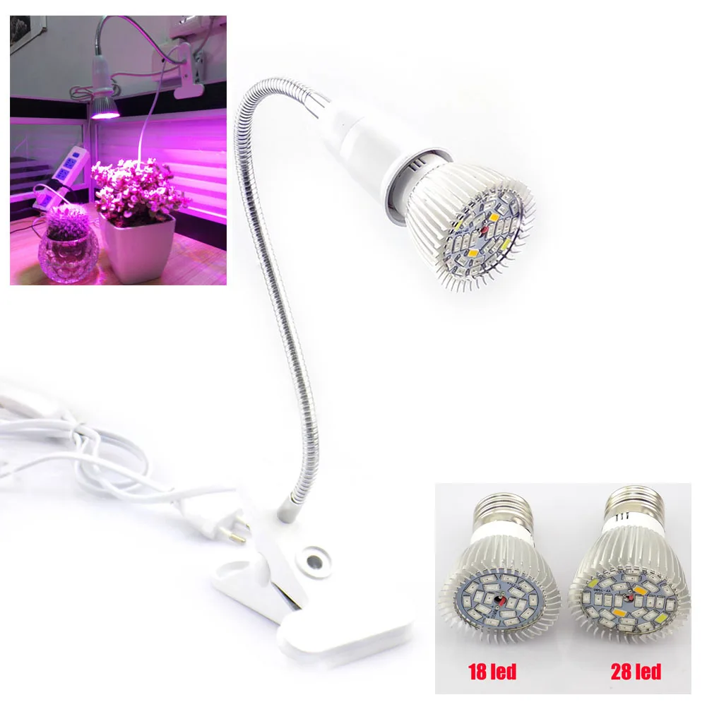 28 18 Leds Grow Light 360 Degrees Flexible Lamp Holder Clip Plant ...