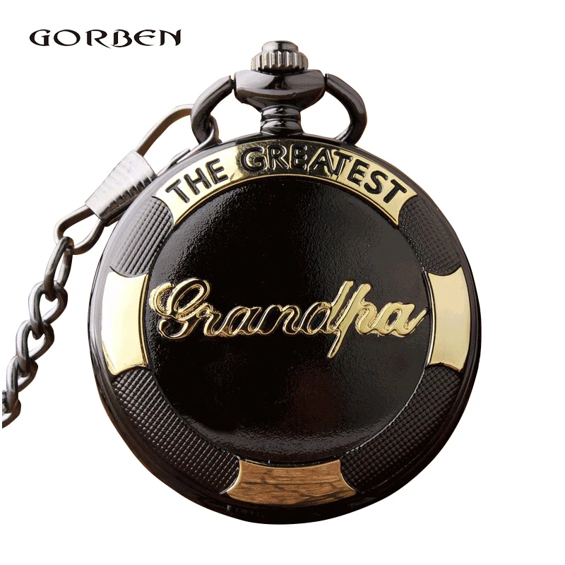 Grandfather pocket fob watches Luxury Gold THE GREATEST Grandpa Quartz ...