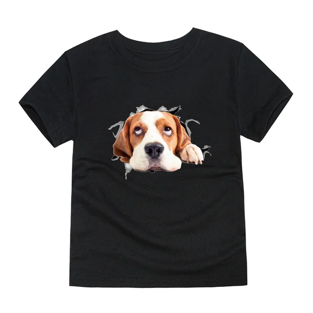 Boys and Girls Summer Short Sleeve 3D Dog Printing T Shirts Kids Cotton ...