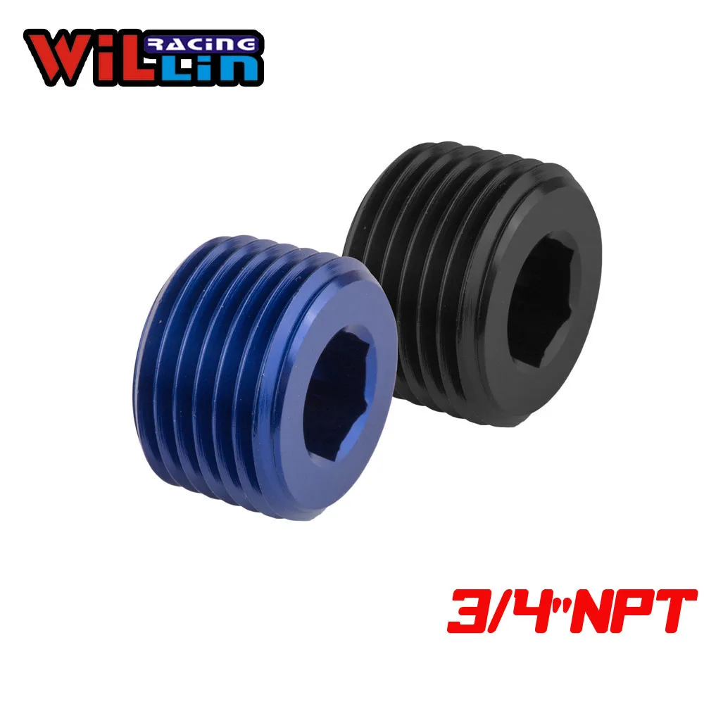 WILLIN - 2pcs/pack 3/4" NPT Pipe Thread NPT Hex Socket Plug NPT Pipe Plug Aluminum Anodized Blue ...