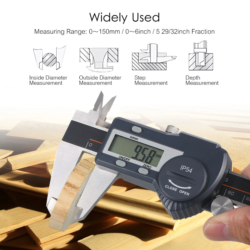 Digital Caliper Stainless Steel Measuring Tool mm/inch Switchable IP54 ...