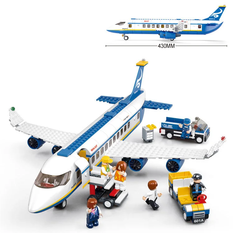 Models Building Toy 0366 Blue Air Plane Passenger Airport 483pcs ...