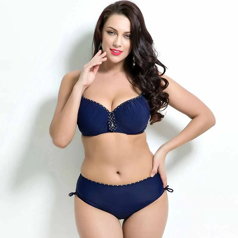 2017 New Two Piece Swimsuit Solid Bikini Underwire Swimwear Women Lace