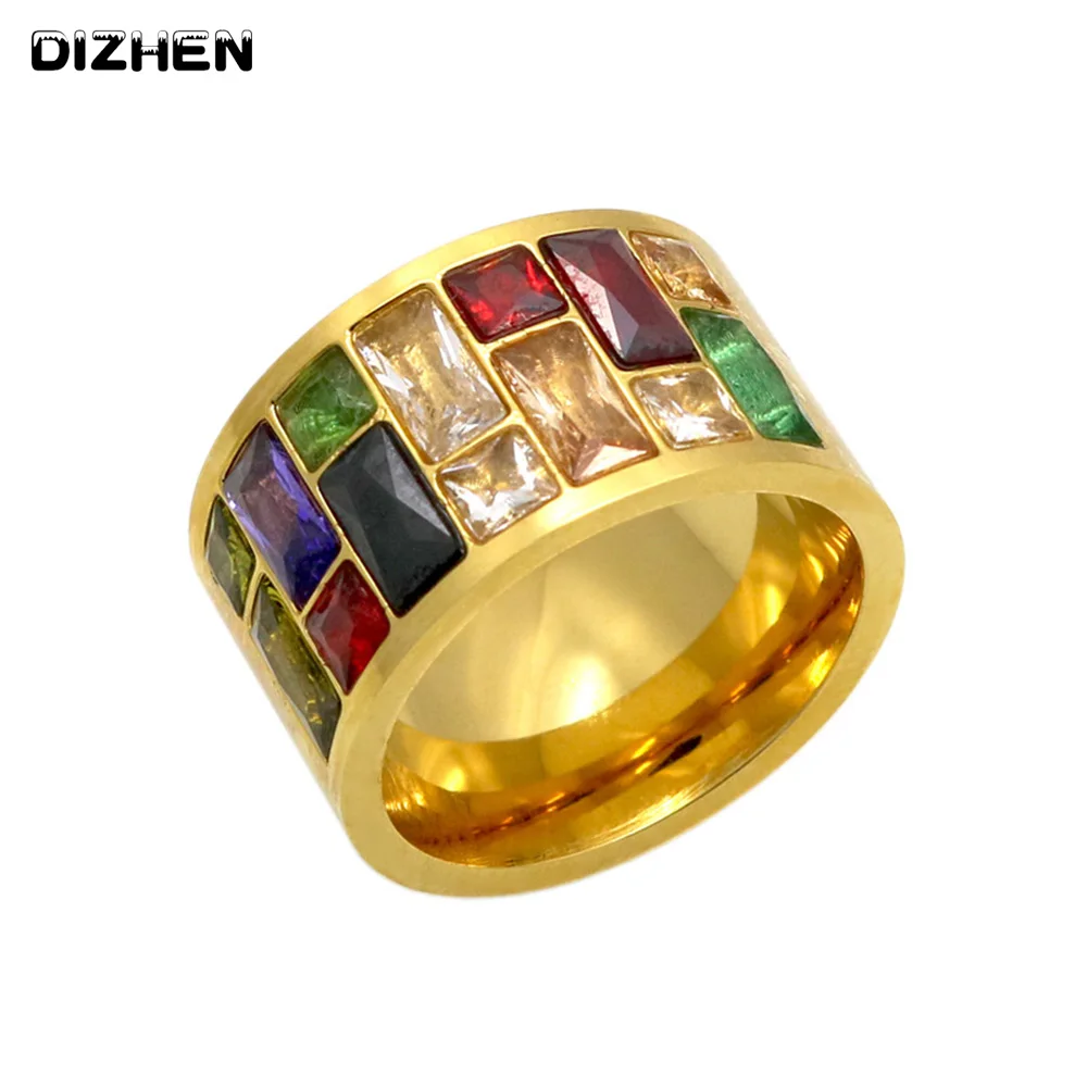 2019 Fashion Jewelry Multicolor Crystal Ring For Women 316L Stainless ...