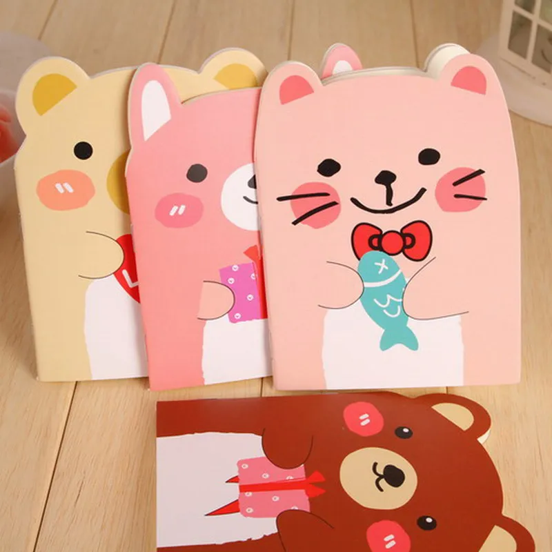 Mini Creative Four Color Bear Pattern Notebook Notepad Copybook Daily ...