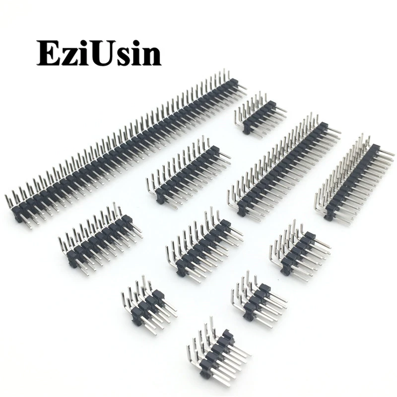 R/a 2.54mm Double Row Right Angle Male Breakaway Pcb Board Pin Header ...