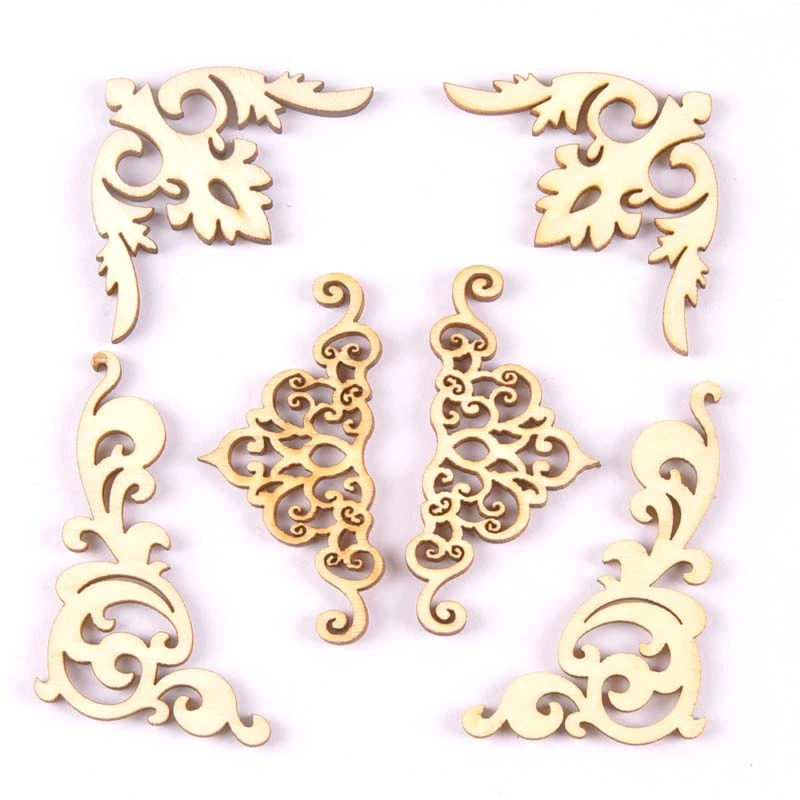 2020 New 20pcs Flower Lace Pattern Wood Crafts Book Corner Handmade ...