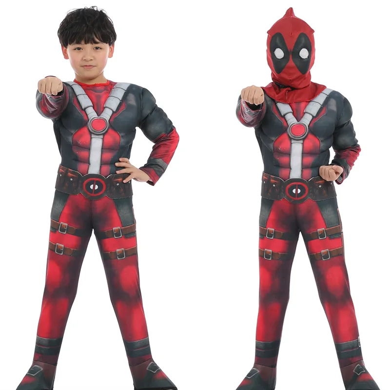 New Arrival Deluxe Boys Marvel Deadpool Costume Children Muscle Movie ...