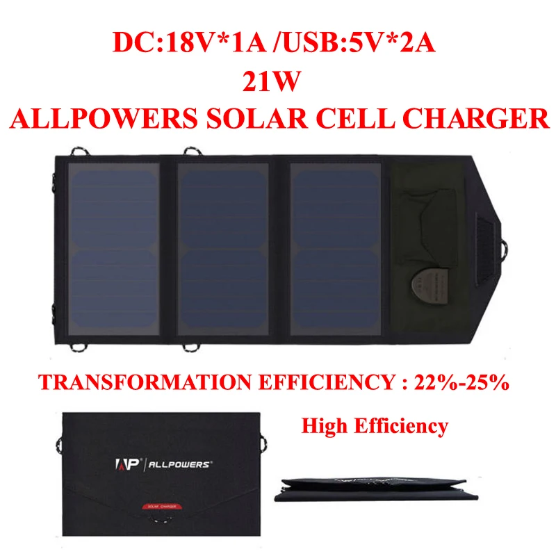 ALLPOWERS 18V21W Solar Cell Charger solar battery panel powerbank for ...