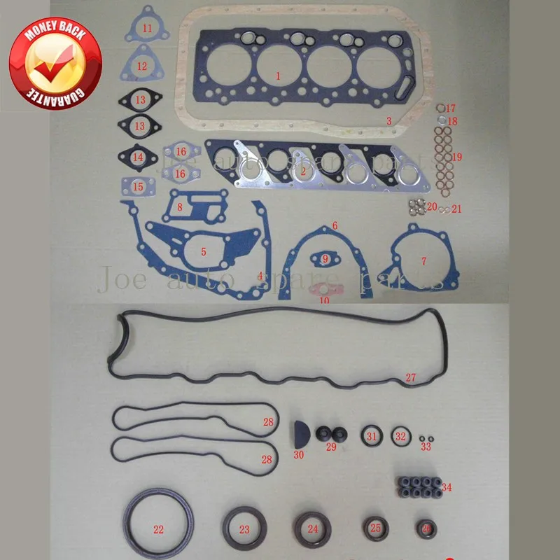 4D56 4D56T Engine Full Gasket Set kit for Mitsubishi Montero L200 L400 ...