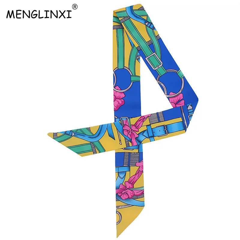 2021 New Scarf Belt Chain Print Small Silk Scarf For Women Bag Ribbons ...