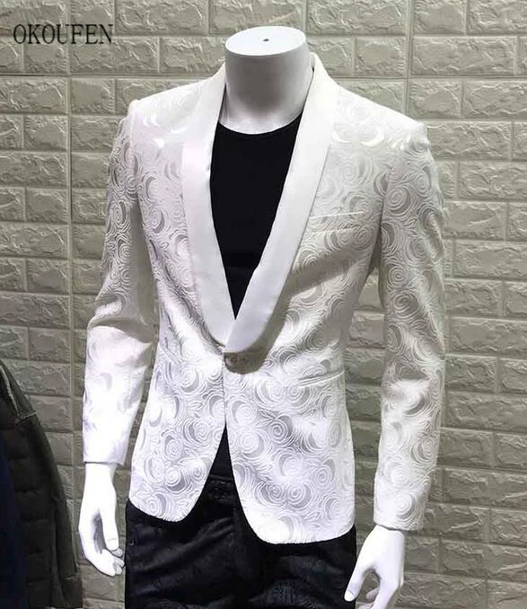 Men Blazer Designs Printed Slim Fit Wedding Dress Stage Stylish Clothes ...