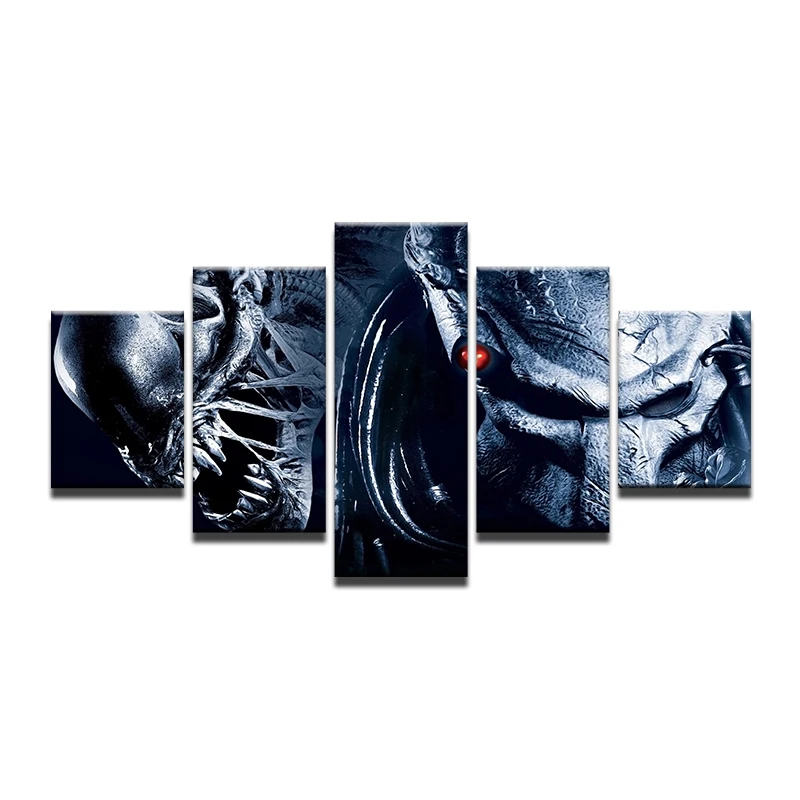 5 Panel Movie Aliens Vs Predator Requiem Modern Home Wall Decor Canvas ...