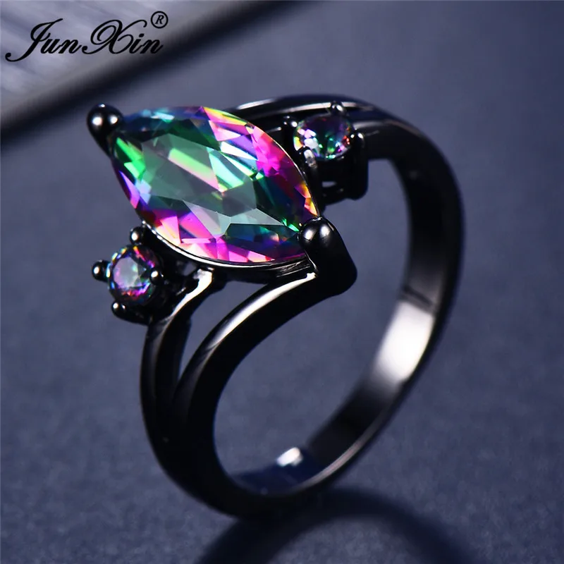 12-Color-Unique-Mystery-Female-Girls-Rainbow-Ring-Fashion-Black-Gold ...
