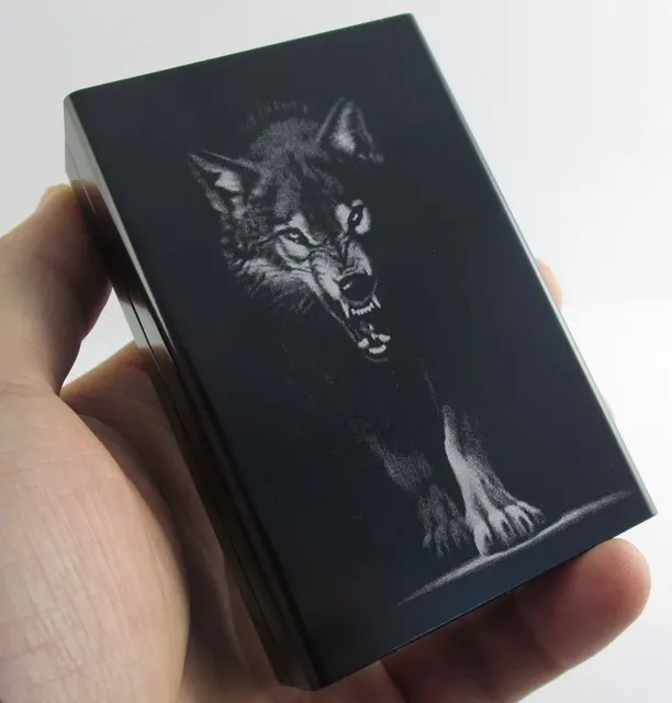 Personalized ultra thin automatic cigarette case king wolf black Laifu ...