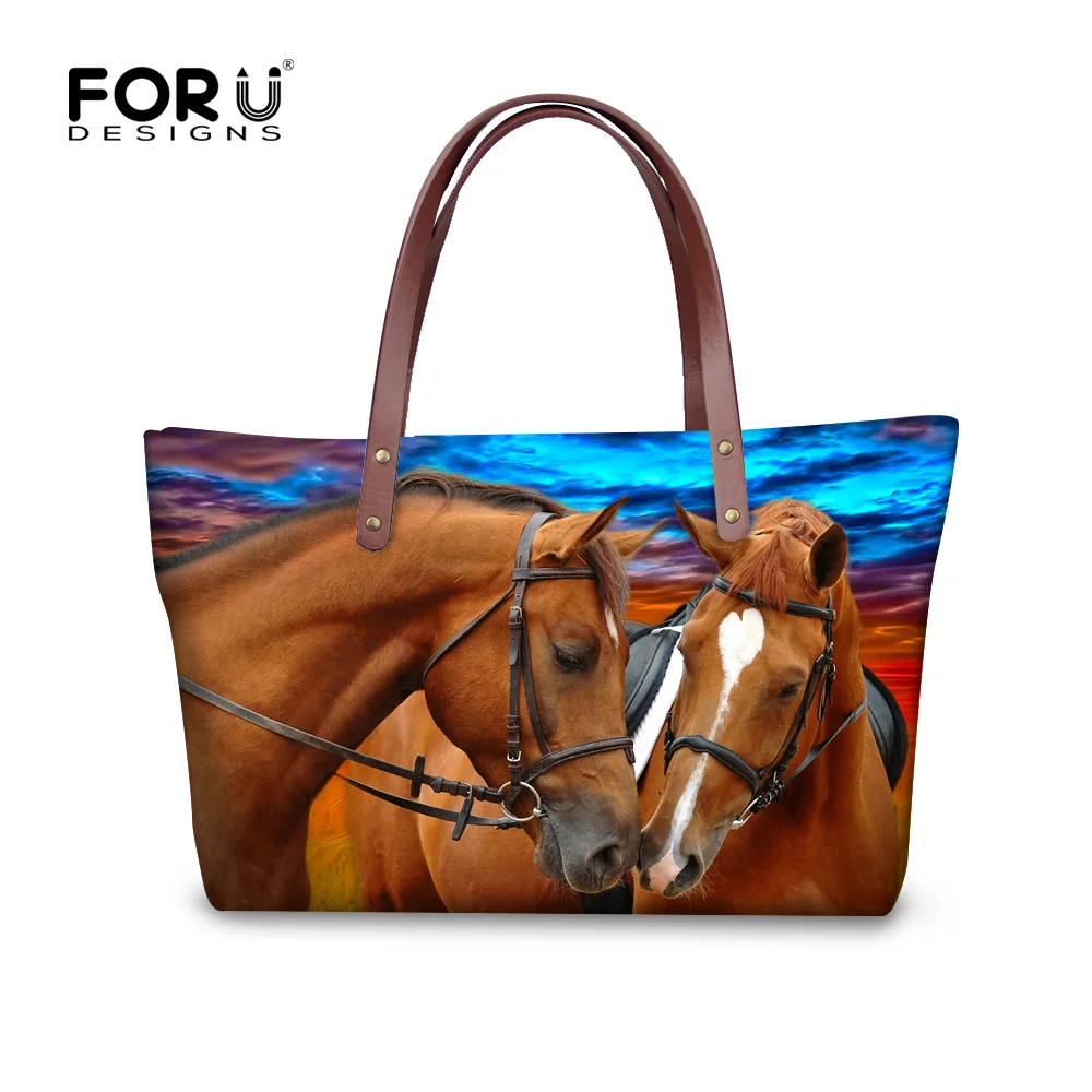 FORUDESIGNS Women Large Handbags Horse Pattern Lady Shipping Bag For ...