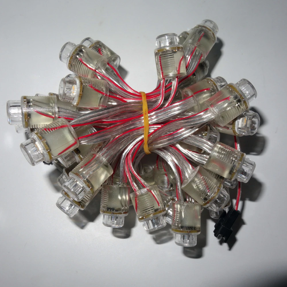 50pcs DC5V 12mm RGBW led smart pixel node,with clear wire;IP68 rated ...