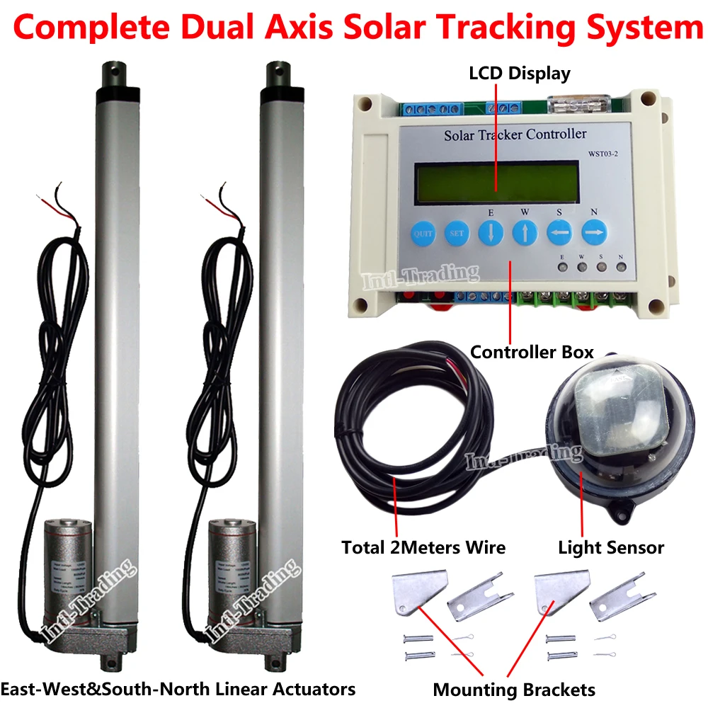 Complete Dual Axis DC 12V Solar Tracker Tracking System Kits & 2*14 ...