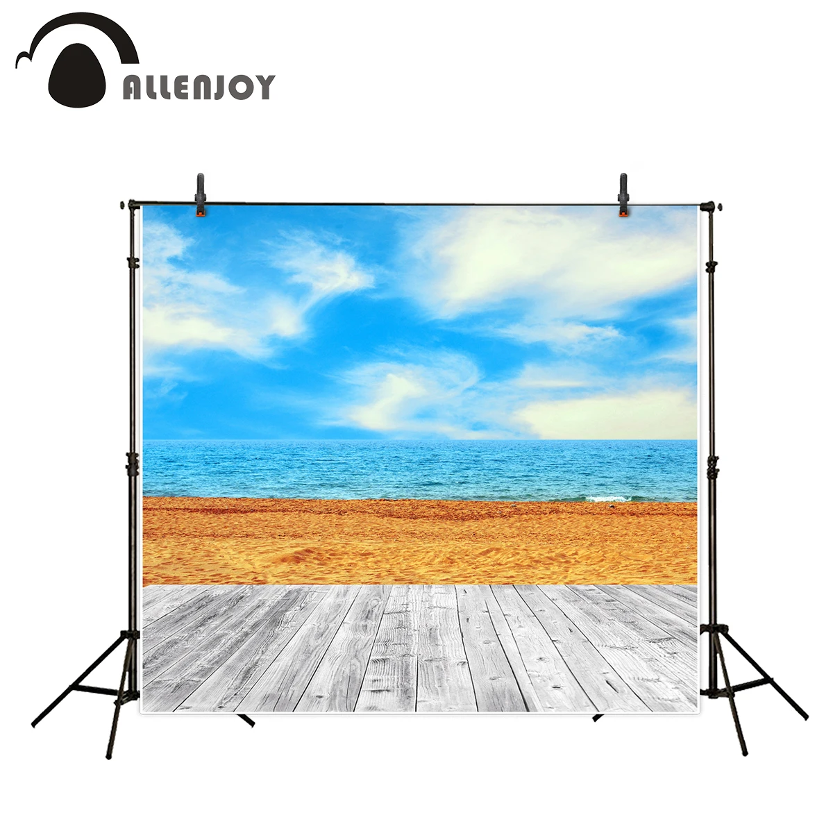 Allenjoy scenic photo backdrop wooden floor blue sky beach summer ...