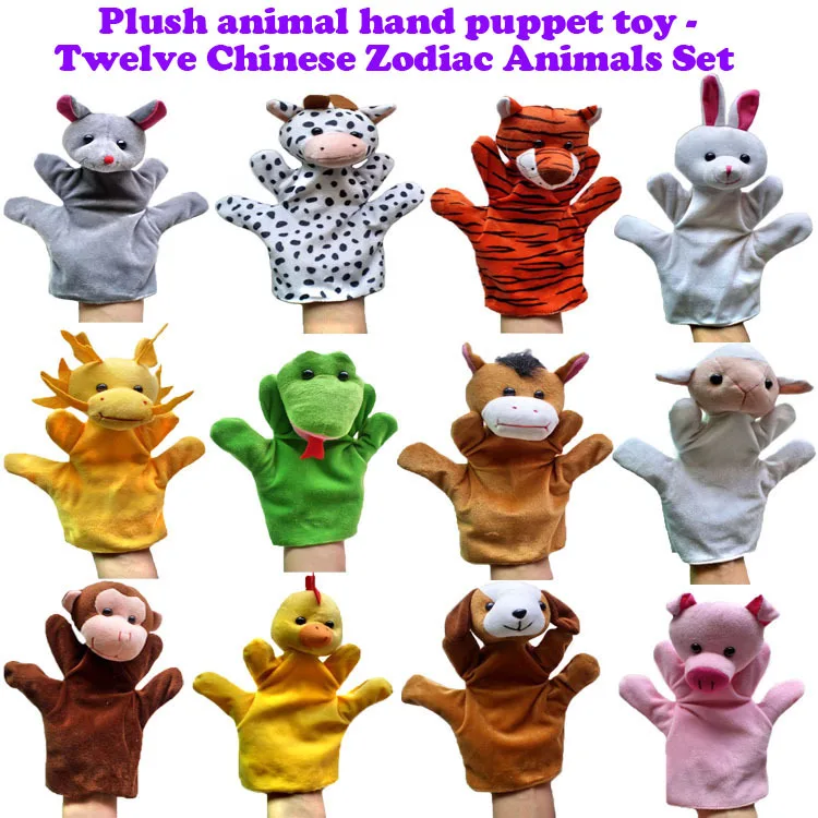 36pcs/lot, Chinese Zodiac Animals Hand Puppet Toy, Animals Hand Puppet ...