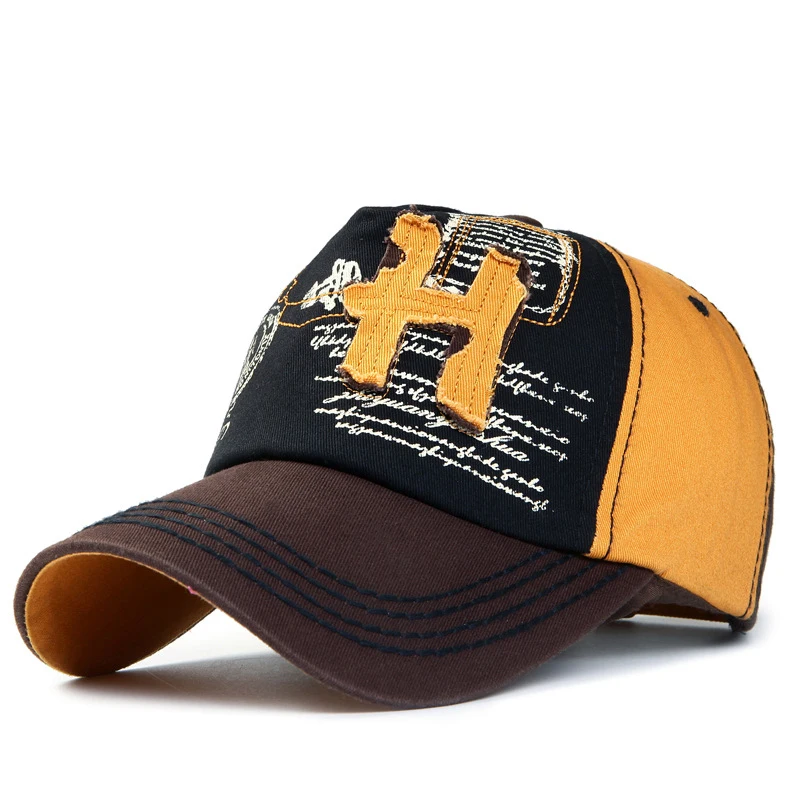 New Stylish Cotton Washed Mixed Colors H Baseball Cap Hip Hop Fitted ...