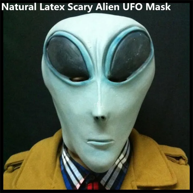 Free shipping Halloween New Realistic Blue UFO Alien Head Mask Latex ...