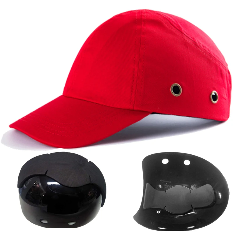 Red Black Work Safety Helmet Red Baseball Bump Cap Lightweight Safety ...