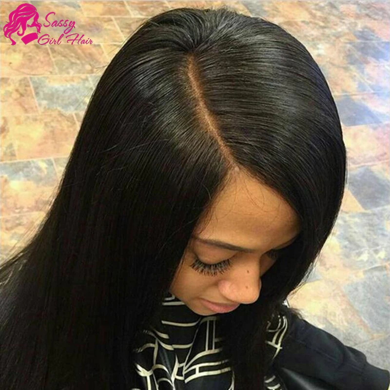 Brazilian Straight Closure Piece Free Three Middle Part Closure 4*4 ...
