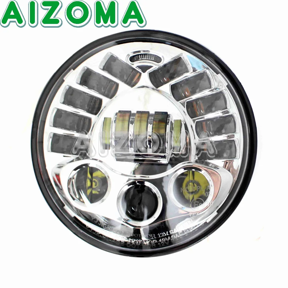 Motorcycle 7" LED Round Headlight Car Universal Hi/Lo Beam DRL ...