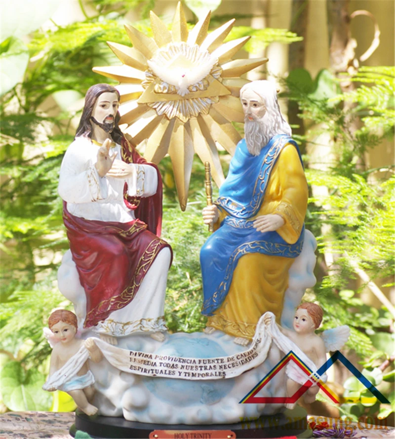 12 Inch Statue Holy Trinity Father Son Holy Spirit Angel Jesus Christ ...