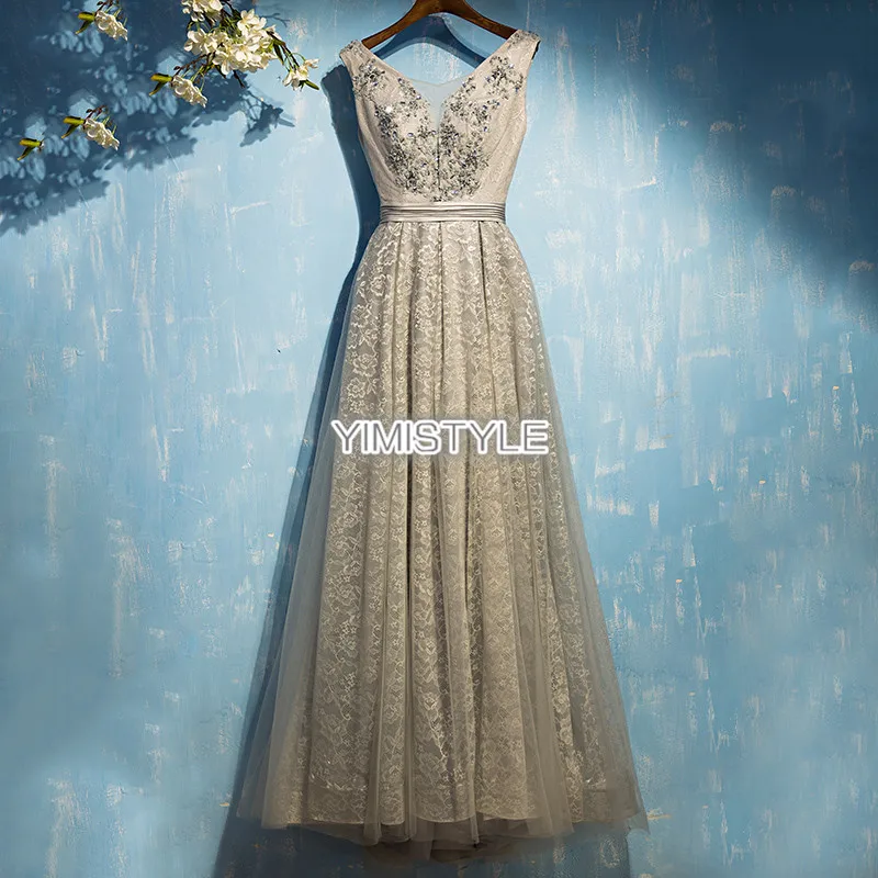 Elegant Champagne Lace Formal Evening Party Dresses Long 2019 8th Grade ...