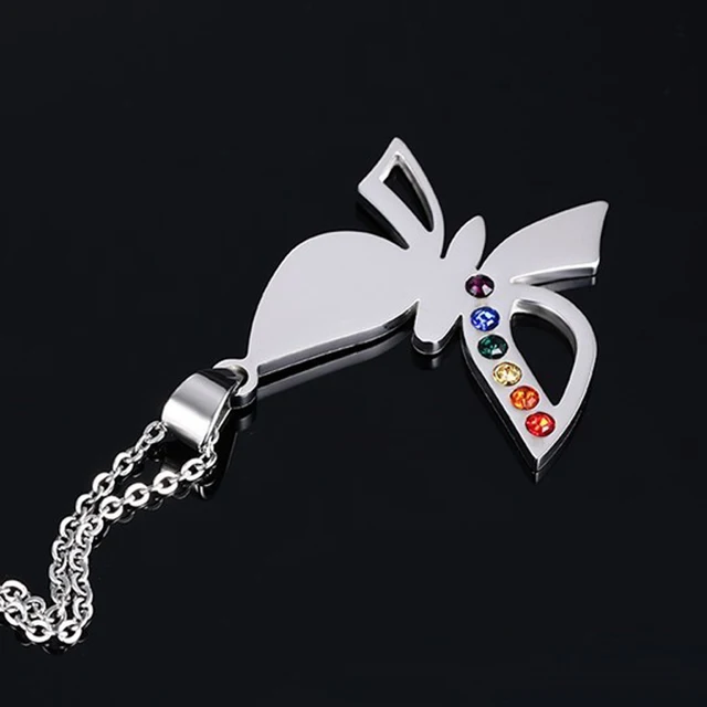 LGBT Pride Rhinestone Butterfly Necklace - Queerks™