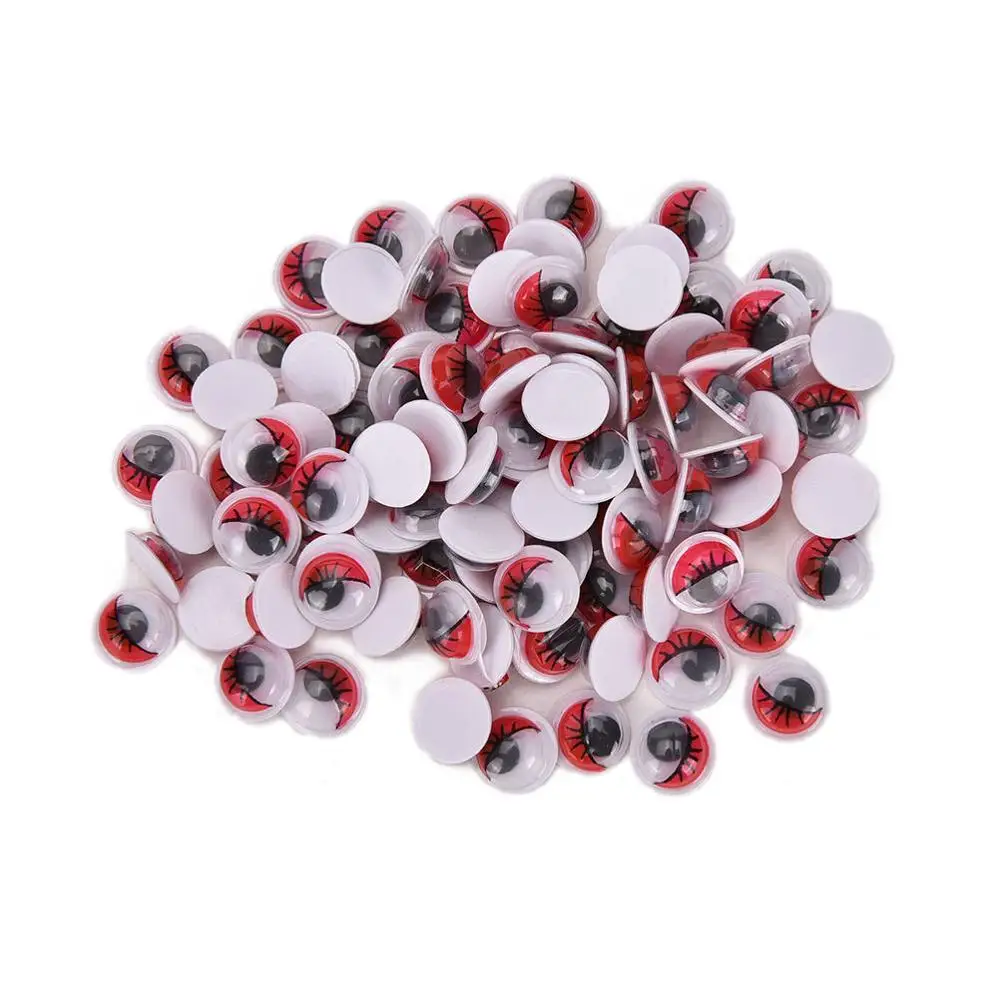 100 шт 8 мм пластиковые куклы глаз с ресницами DIY самоклеющиеся Googly ...